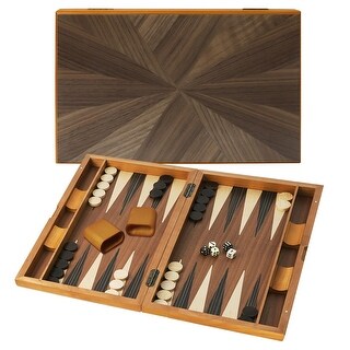 GSE™ 11" Premium Wooden Inlay Backgammon Board Game Set, Portable Folding Backgammon Board Game ...